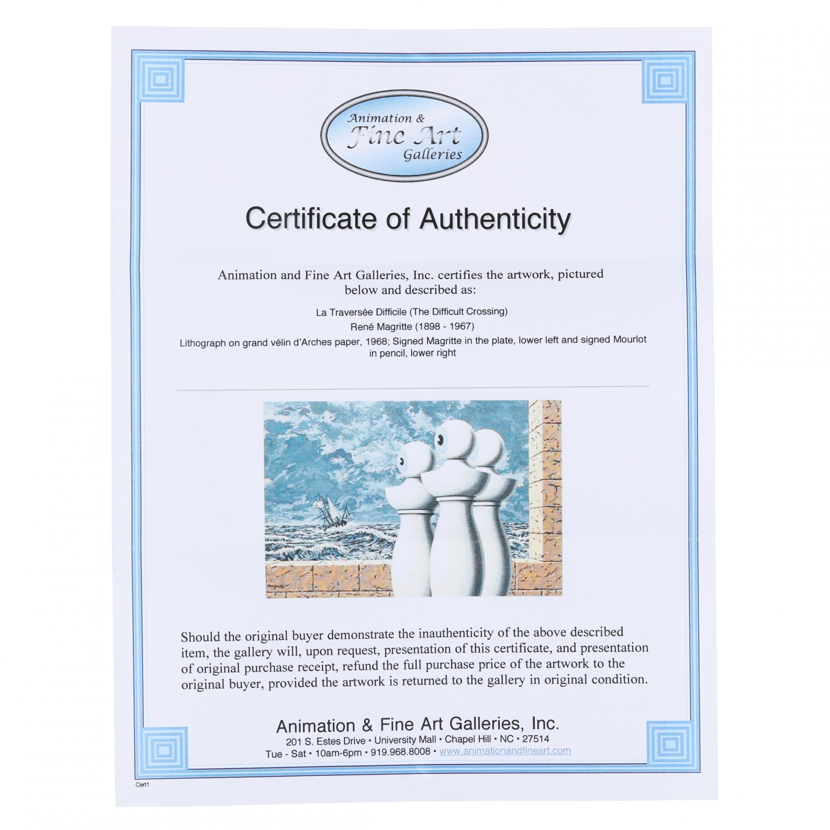 The Difficult Crossing Rene Magritte