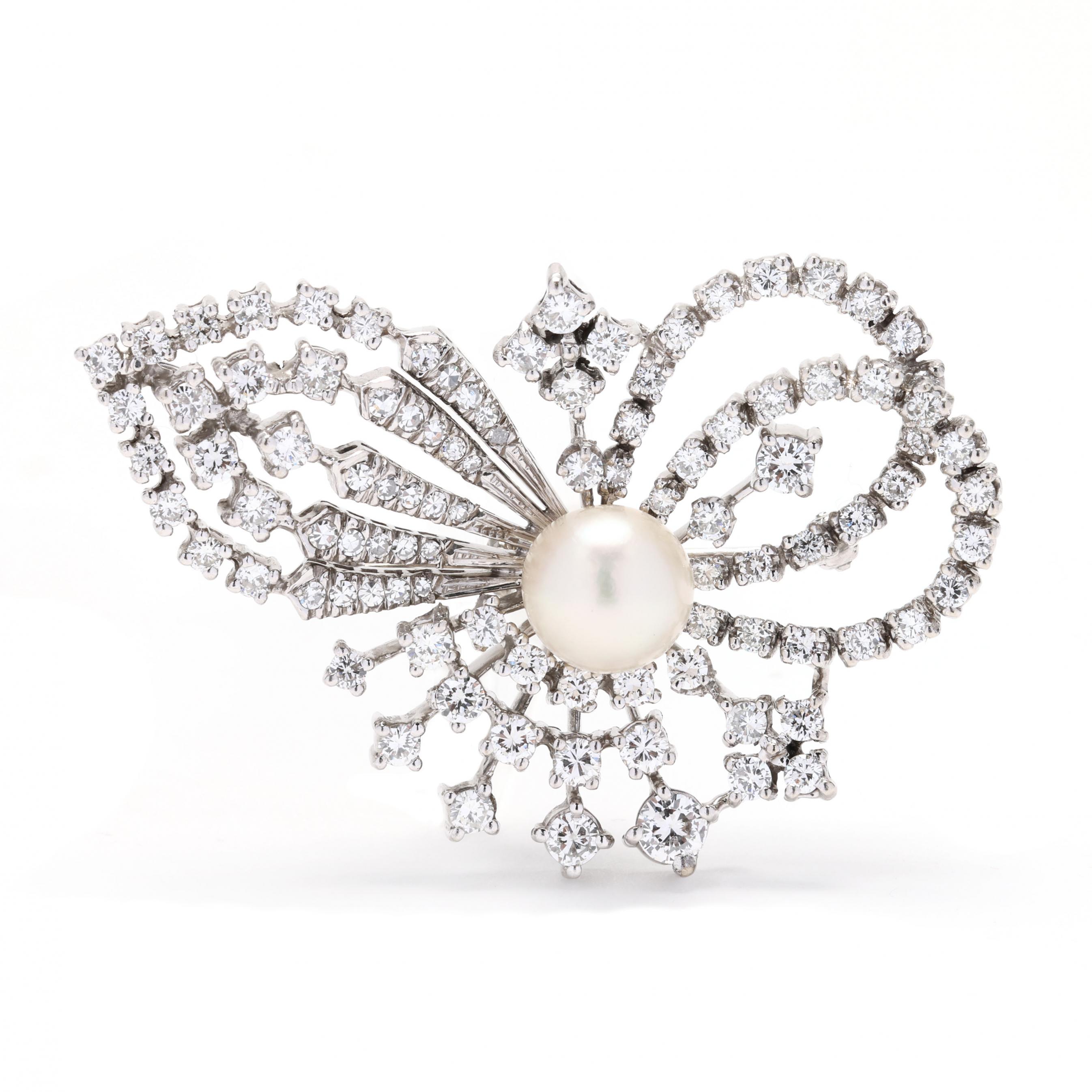 Pearl and diamond brooch store