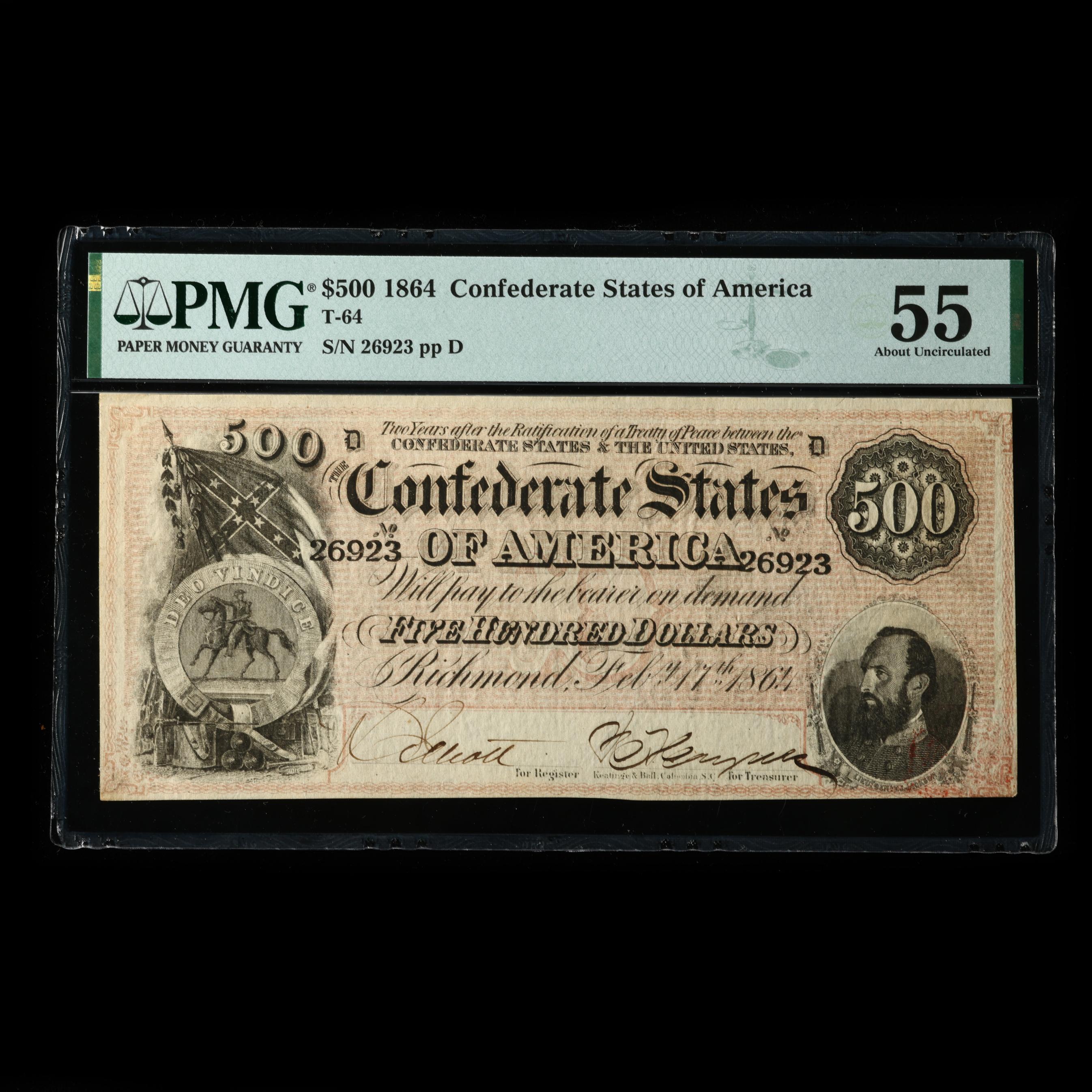 Confederate States Of America Currency 5 Dollar Bill, Confederate
