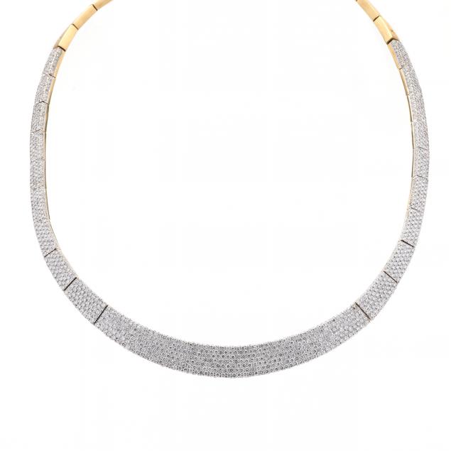 Bi-Color Gold and Diamond Collar Necklace, Italy - Return (Lot - )