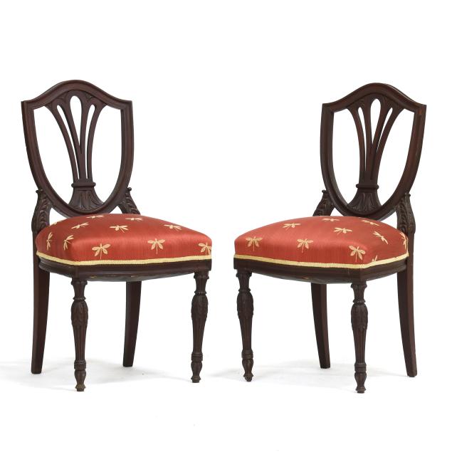 Pair of Federal Style Carved Mahogany Side Chairs