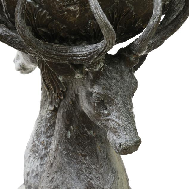 Pair of Impressive Large Bronze Double Stag Head Garden Planters (Lot ...