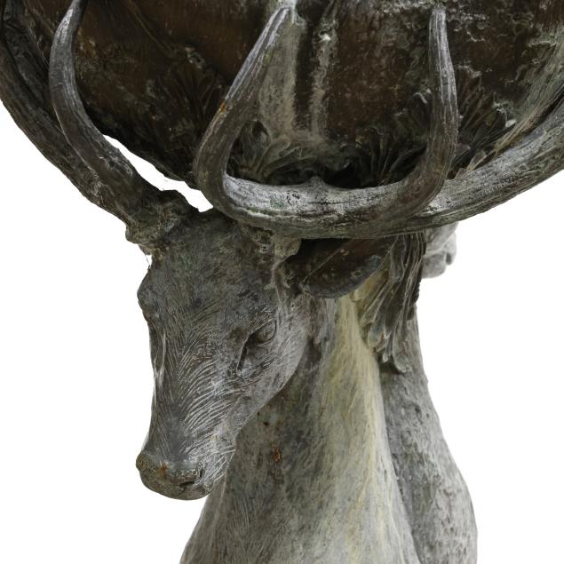 Pair of Impressive Large Bronze Double Stag Head Garden Planters (Lot ...