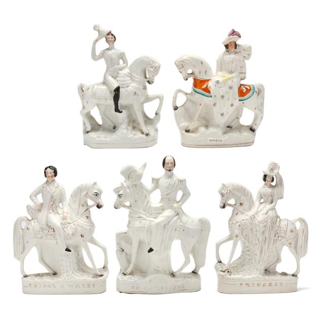 Five Staffordshire Figures of the English Royal Family on Horseback ...