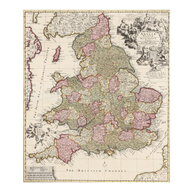 Nicolaes Visscher II (1649-1702), Decorative Map of England and Wales ...