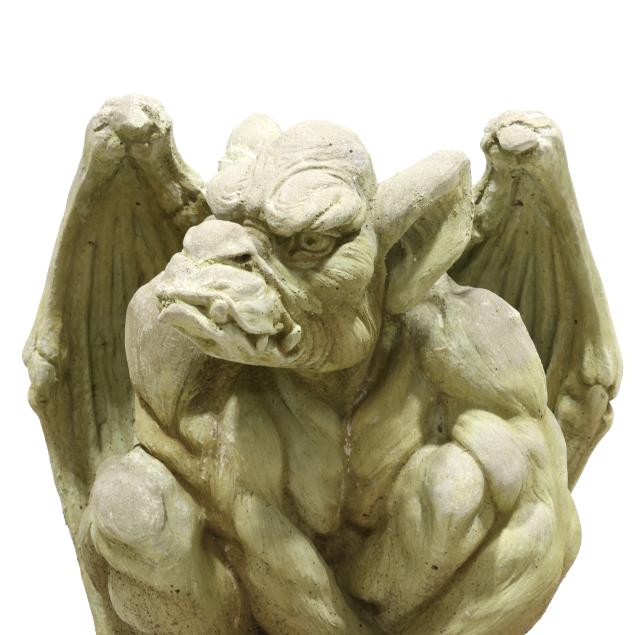 Pair of Cast Stone Gargoyle Statues (Lot 1160 - September Estate ...